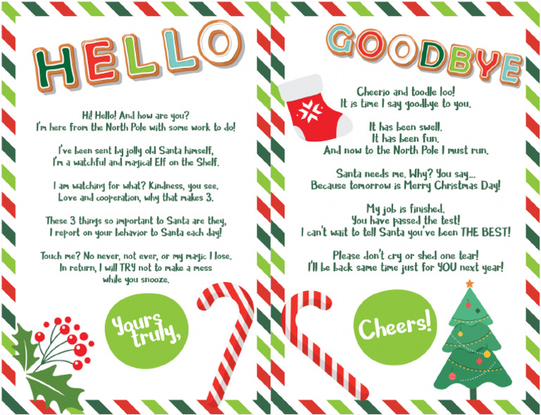 Elf Hello Goodbye Letters | PDF