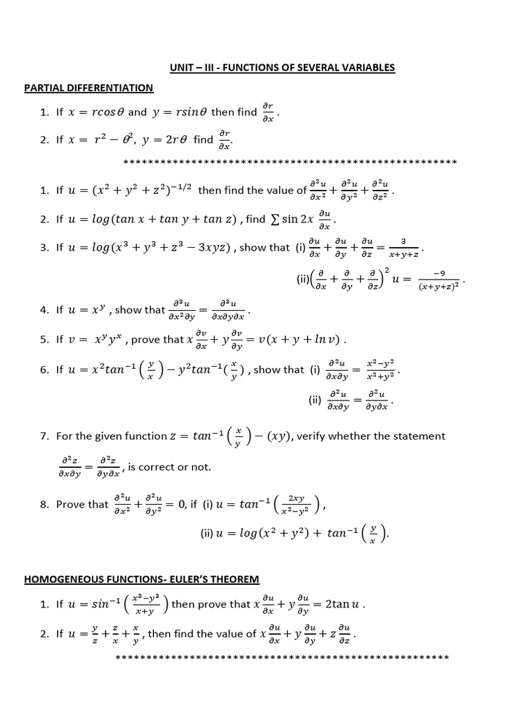 Functions of Several Variables | PDF | Derivative | Variable (Mathematics)