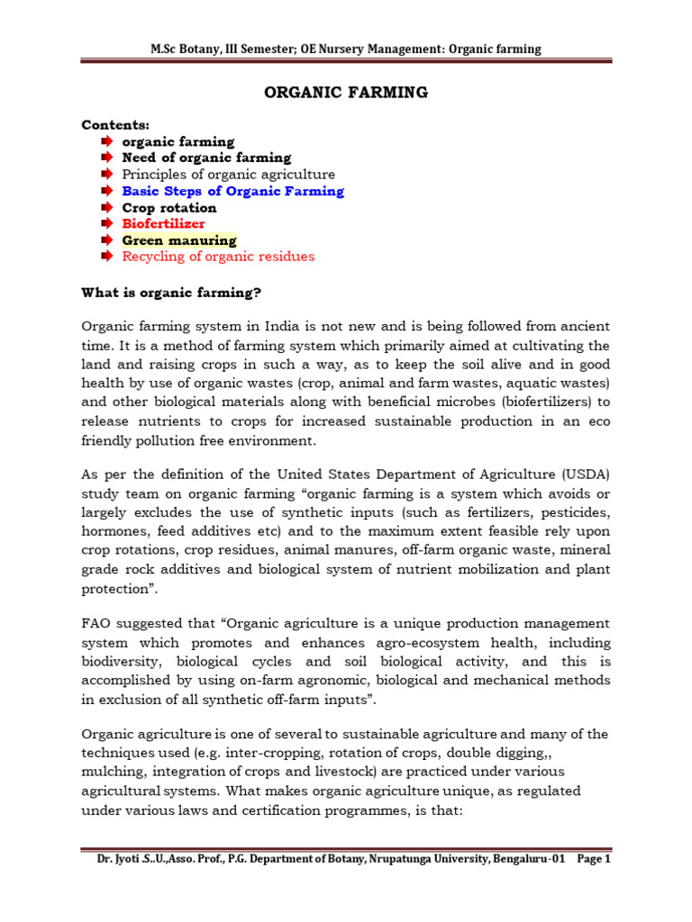 Organic Farming Principles and Practices | PDF | Agriculture | Organic ...