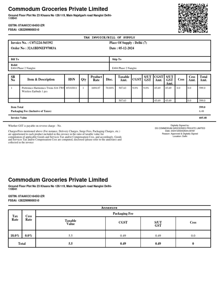 com-1733379814-32a1bdnef97083invoice | PDF | Public Finance | Taxation