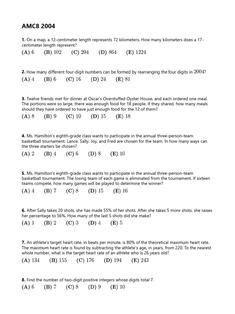 AMC8 2004 P1 | PDF