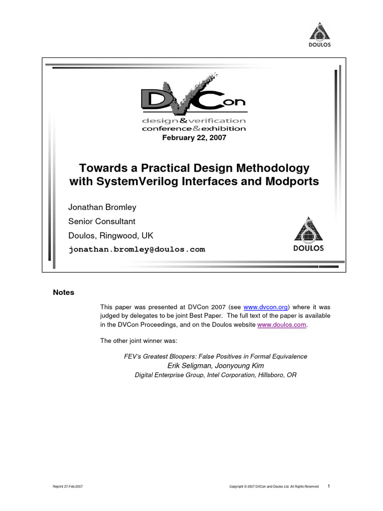 Dvcon07 Doulos Sysvlog Presentation | PDF | Input/Output | Computer Programming