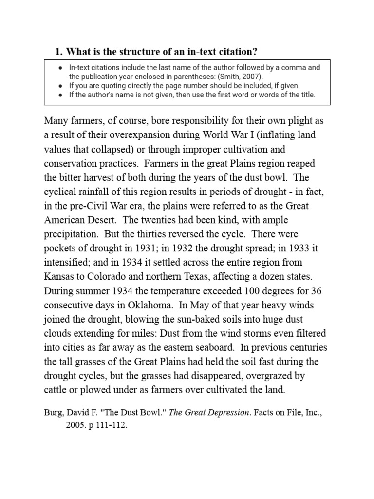 Diana Cruz Torres - 9th Intext Citation | PDF | Dust Bowl | Great ...