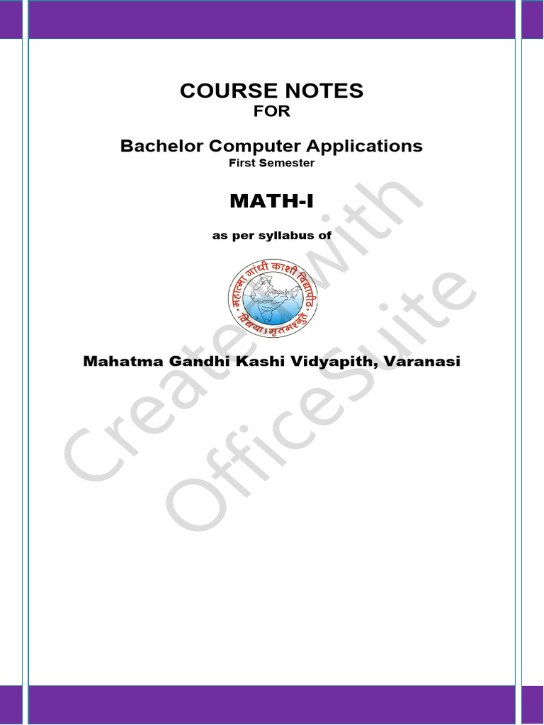 BCA-MATHS-1 | PDF | Integral | Matrix (Mathematics)