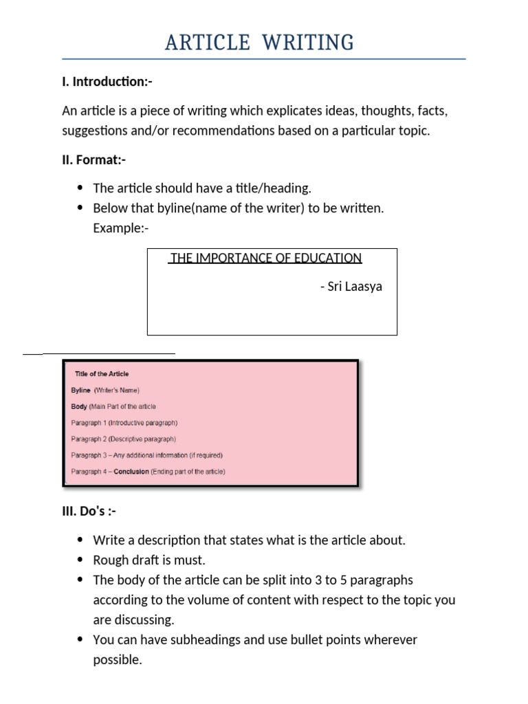 ARTICLE WRITING | PDF