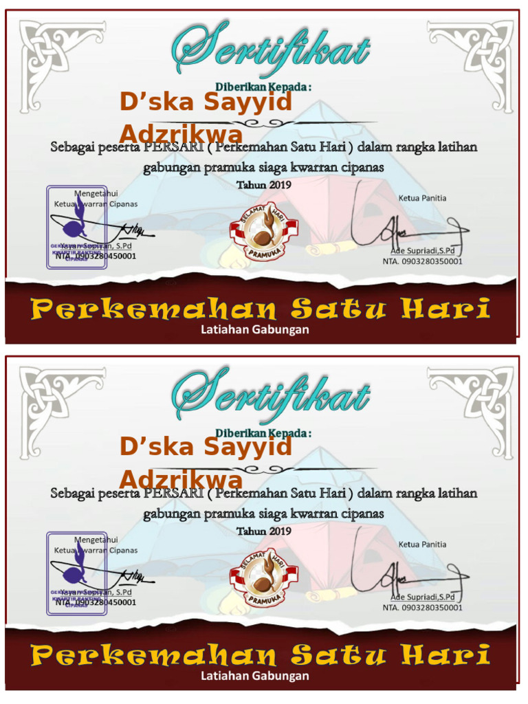 Sertifikat PERSARI | PDF