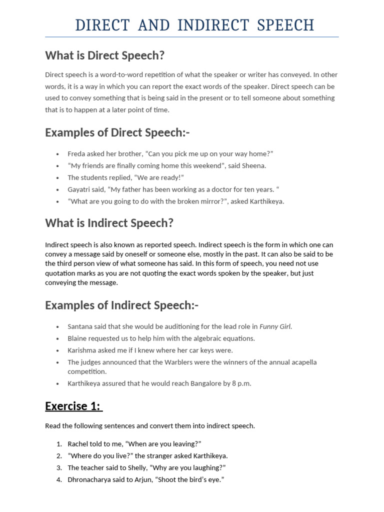 Direct and Indirect Speech | PDF | Linguistic Morphology | Semantic Units
