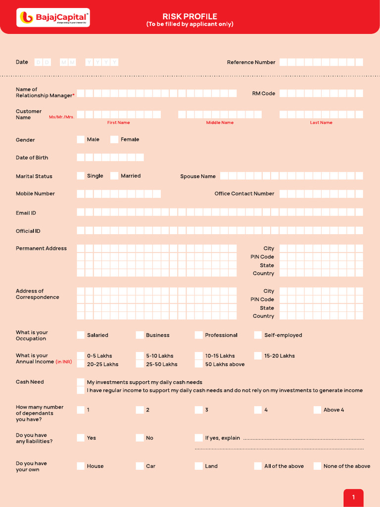 Risk Profile Form Newwwwwww | PDF
