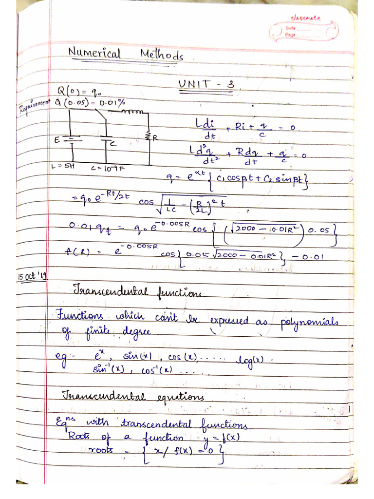 MATHS NOTES Numerical Methods | PDF