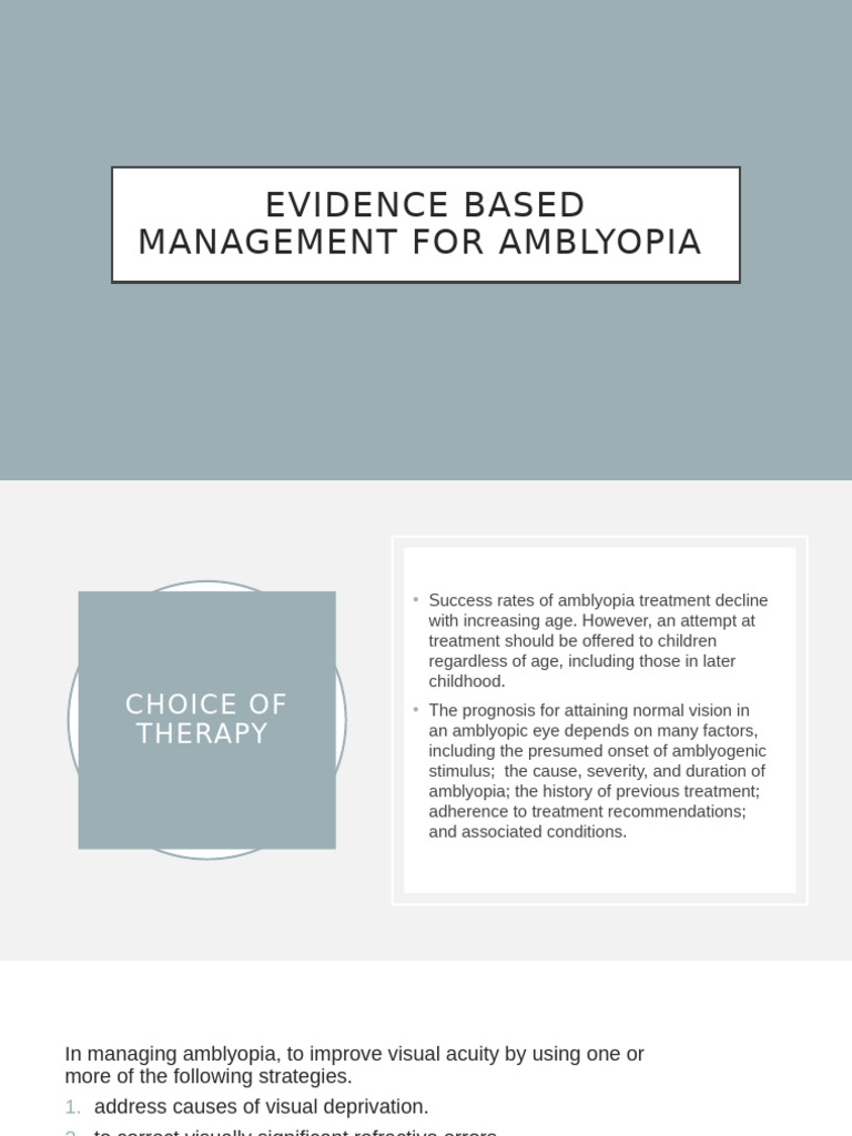 Amblyopia Management | PDF | Senses | Medical Specialties