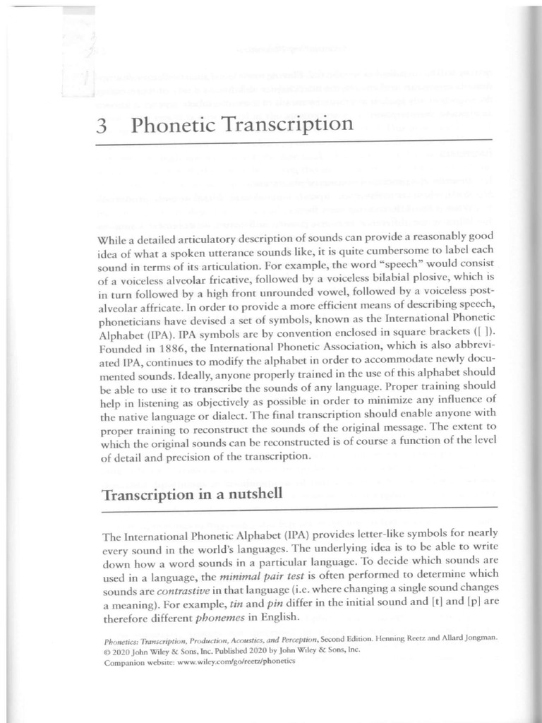 Phonetics Chapter3 Phonetic-Transcription | PDF | Phonetics | Vowel