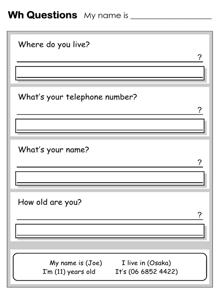 Basic Wh Questions and Answers | PDF