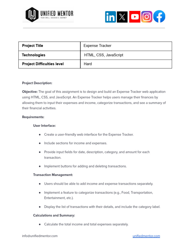Expense Tracker.docx | PDF | Html | Java Script