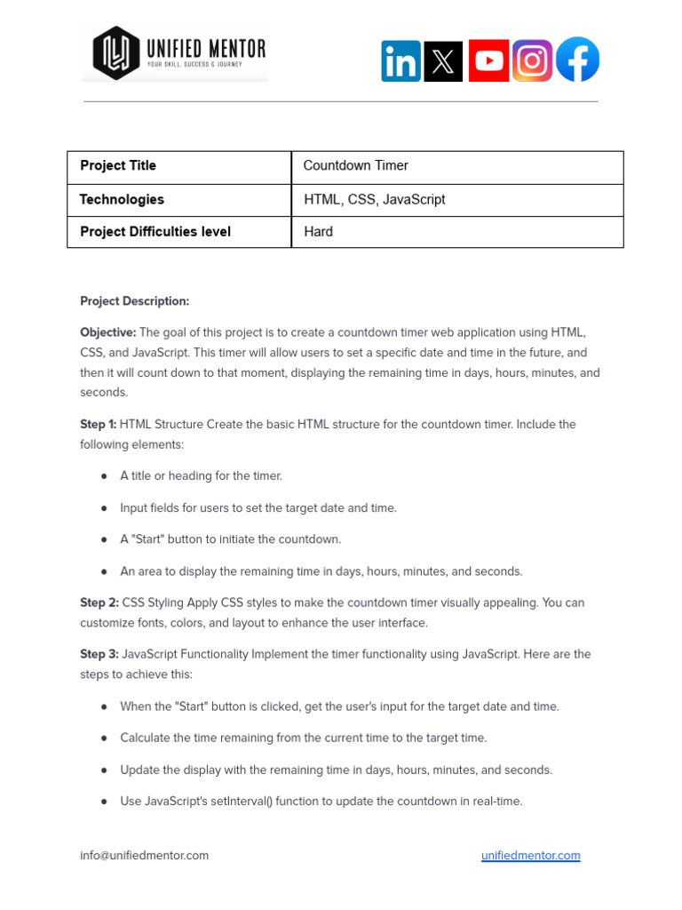 Countdown Timer.docx | PDF | Html | Java Script