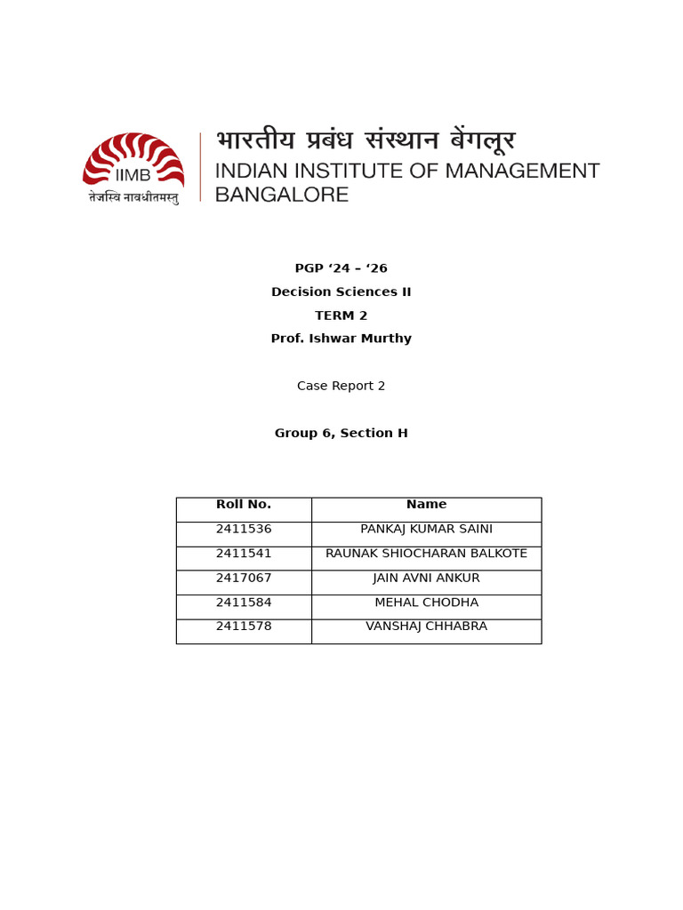 DS 2 - Case 2 - Group 6 | PDF | Mathematical Optimization | Scalability