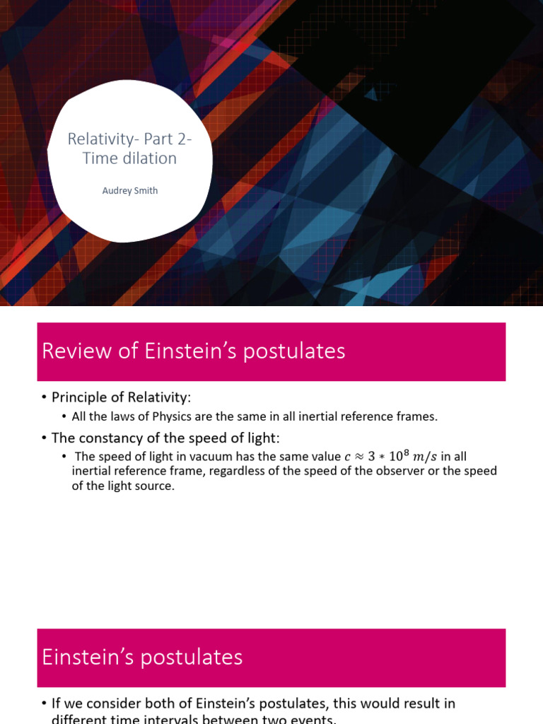 Topic 11 - Relativity - Part 2-Time Dilation | PDF | Special Relativity ...
