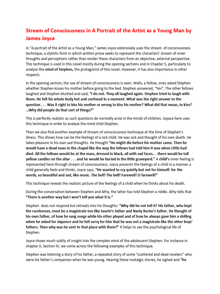 Stream of Consciousness in A Portrait of The Artist As A Young Man-1 ...