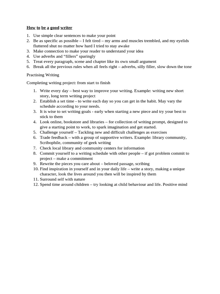 How To Be A Good Writer | PDF