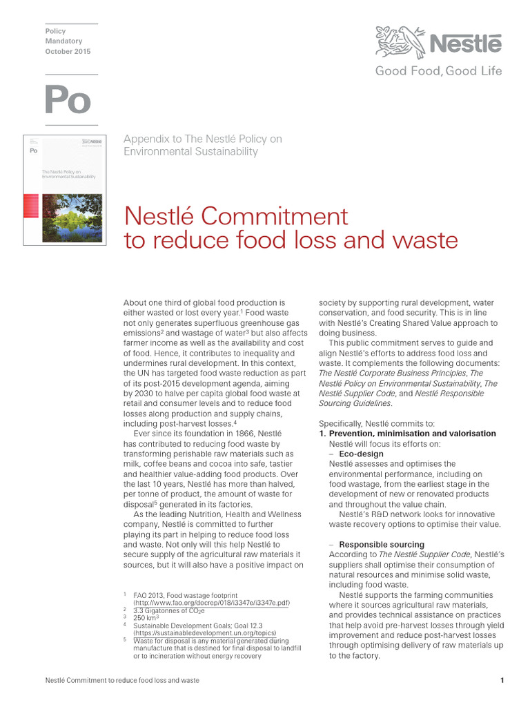 Nestlé's Food Waste Reduction Plan | PDF | Nestlé | Waste Management