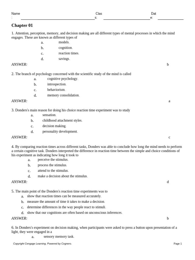 Chapter_01 | PDF | Cognition | Mental Chronometry