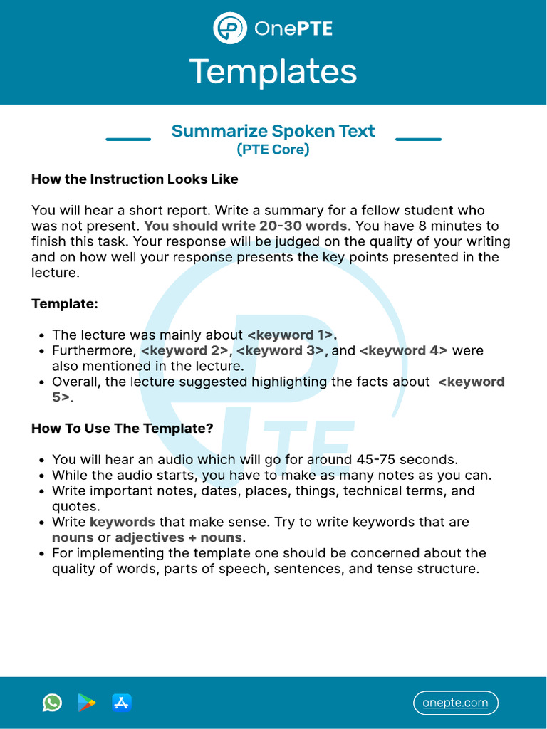 PTE Core SST Template v1.1 - OnePTE | PDF PTE Core SST Template v1.1 - OnePTE | PDF
