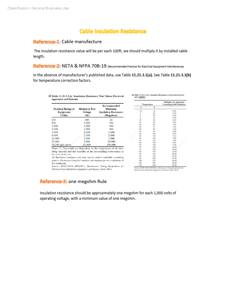 Classification Insulation Resistance | PDF | Insulator (Electricity ...