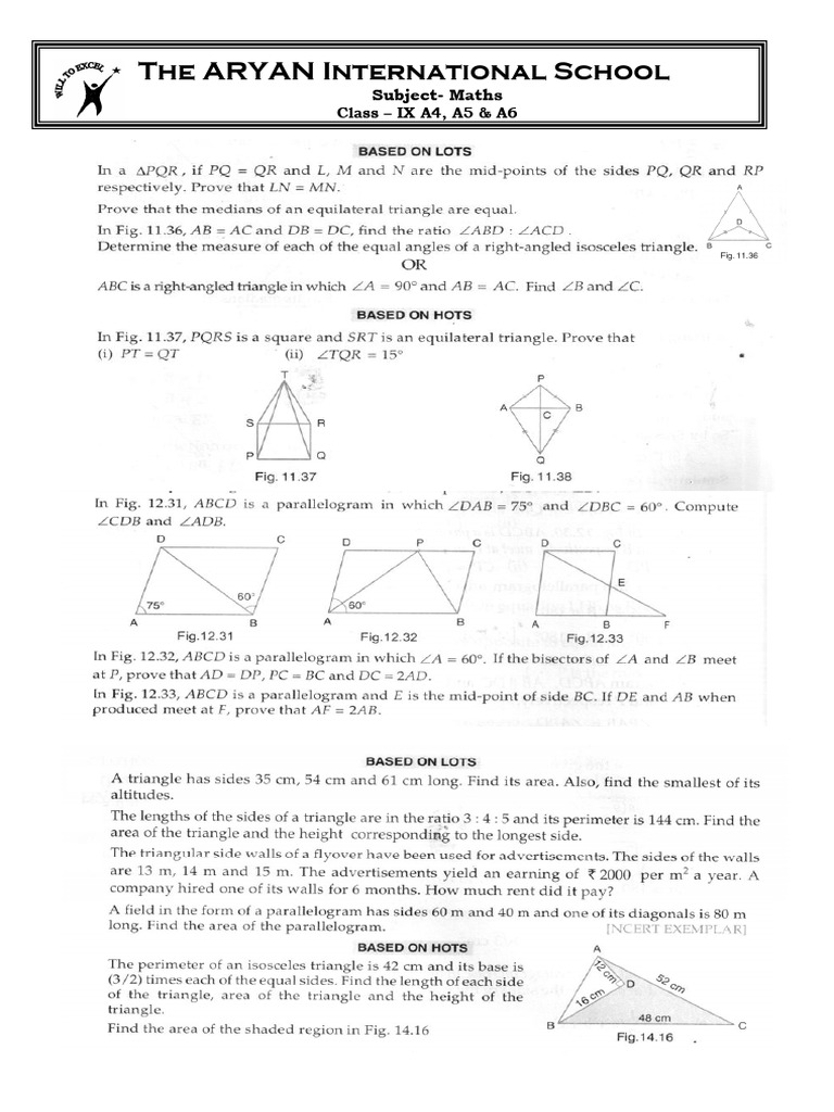 Worksheet Maths - 9 A4 - A5 - A6 - 14 - 10 - 24 | PDF