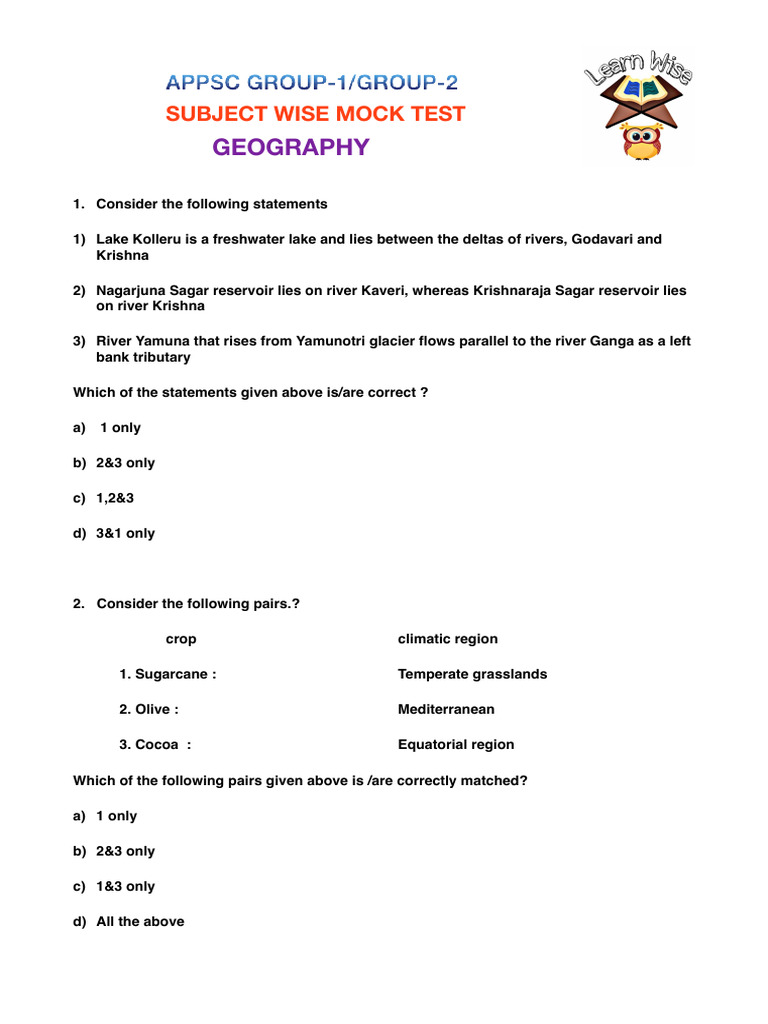 Mock Test - Geography | PDF | Earth Sciences