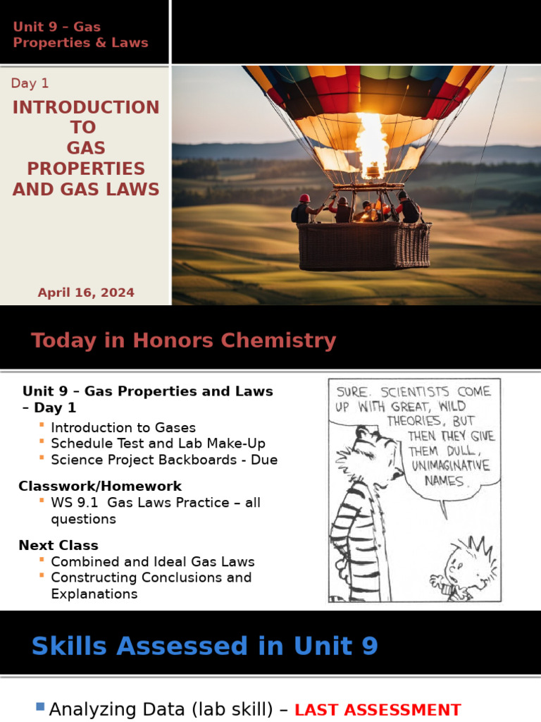 Day 1 - Intro To Gas Laws and Gas Behavior | PDF | Gases | Pressure