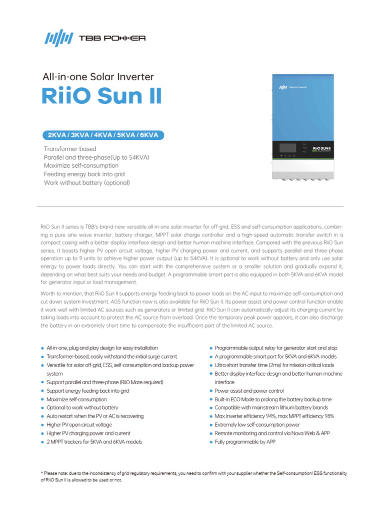 RiiO_Sun_II_All_in_One_Solar_Inverter_en_V1.7 | PDF | Power Inverter ...