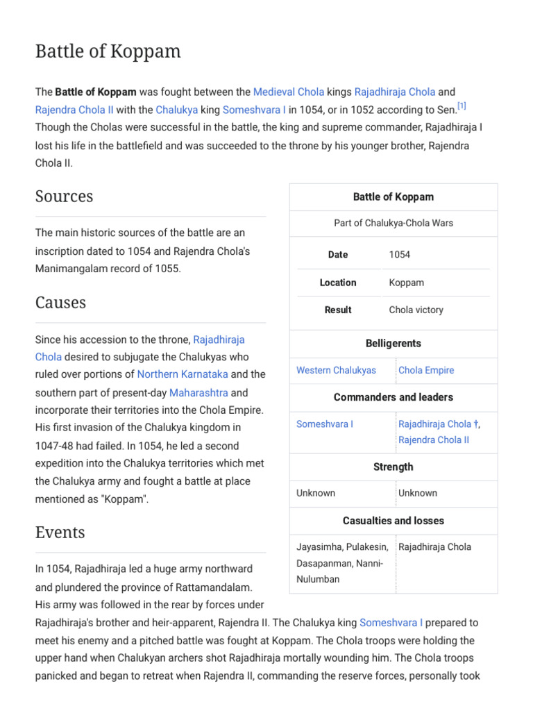 Battle of Koppam - Wikipedia | PDF