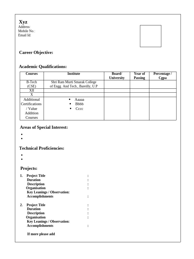CV Format Updated | PDF