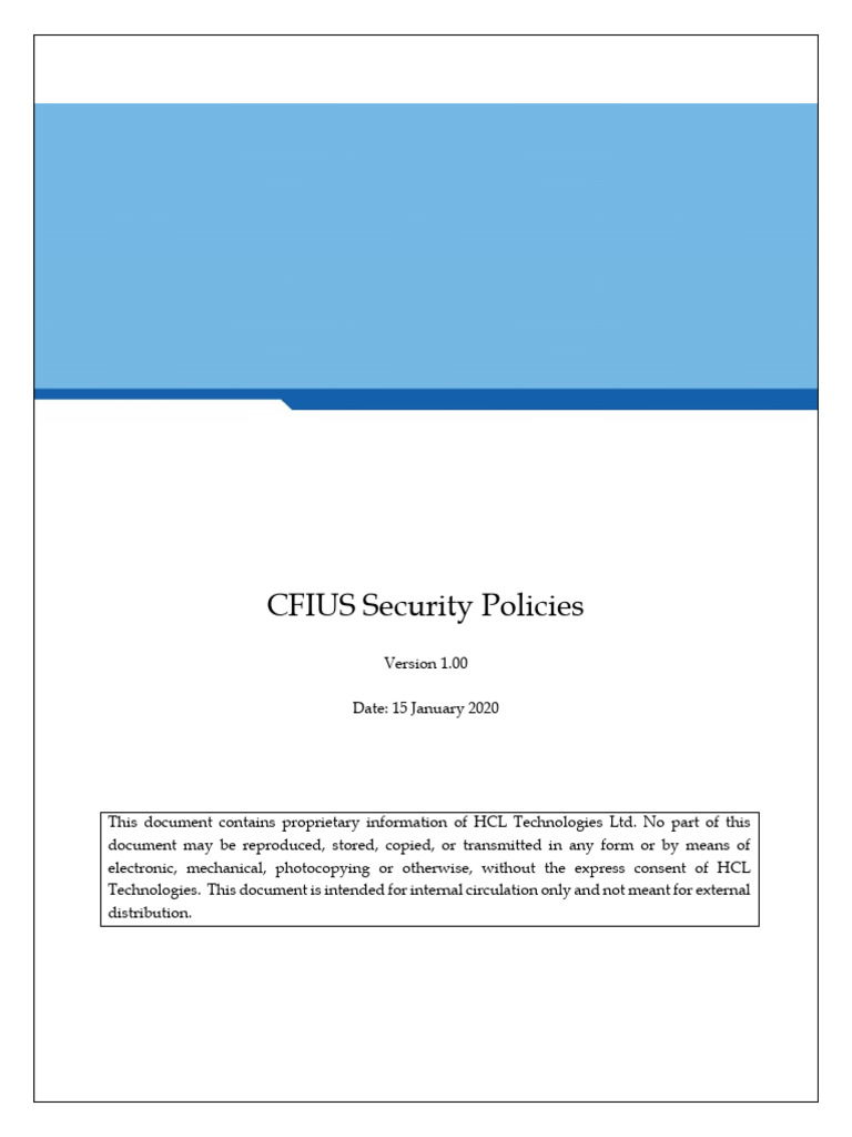 CFIUS Security Policies | PDF | Computer Security | Security
