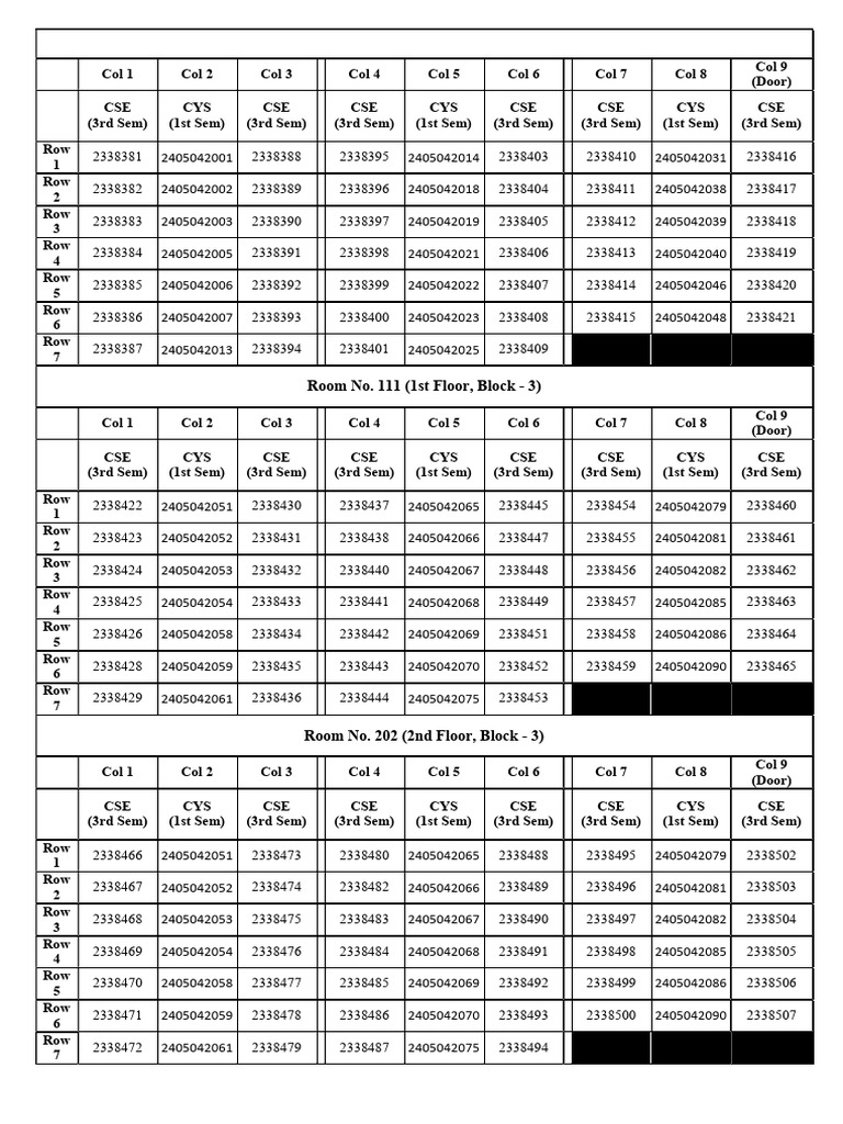 Seating Plan for Room 2405042131 | PDF
