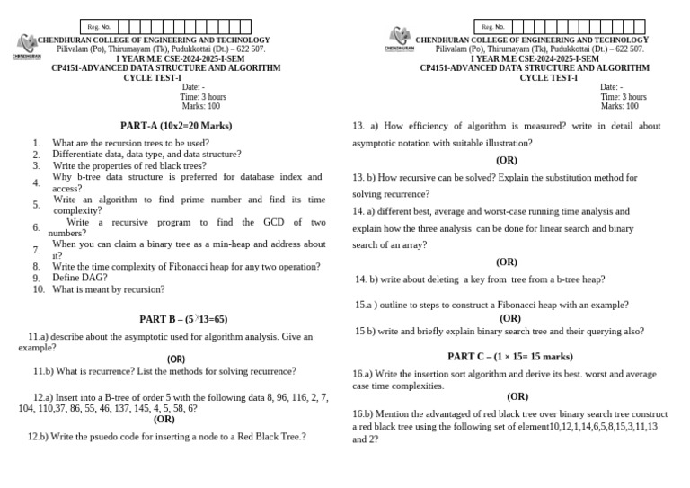 Cycle test 1 ADSA | PDF | Algorithms And Data Structures | Algorithms Cycle test 1 ADSA | PDF | Algorithms And Data Structures | Algorithms
