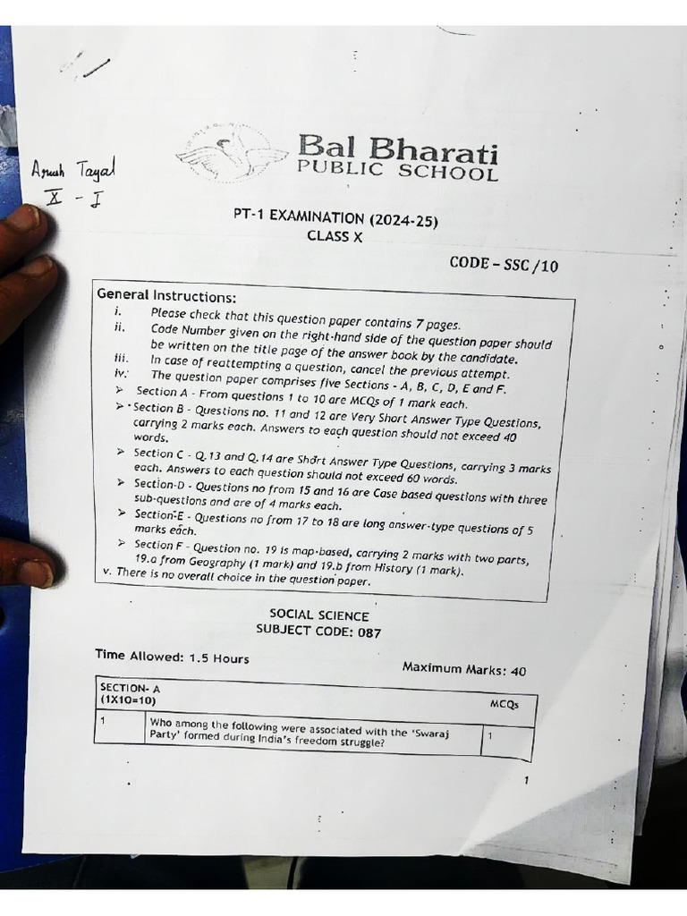 Bal Bharti SST Periodic 10th | PDF