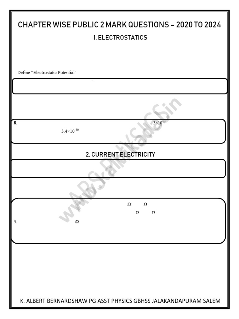 12th Physics ALL PUBLIC Questions Collections EM | PDF | Inductor | Atoms