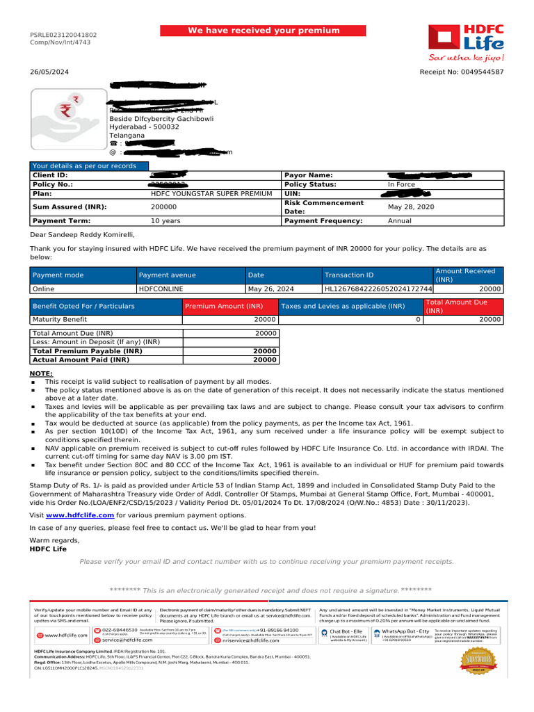 HDFC-1-masked | PDF | Life Insurance | Insurance