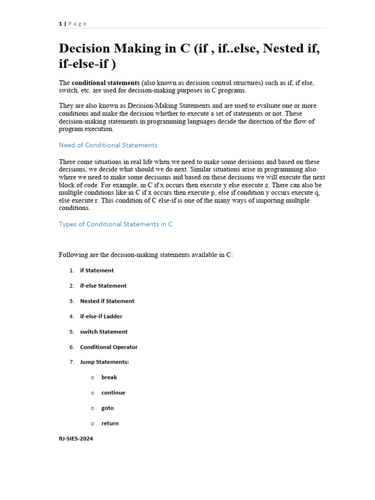 IF ELSE(2) | PDF | Control Flow | Computer Programming
