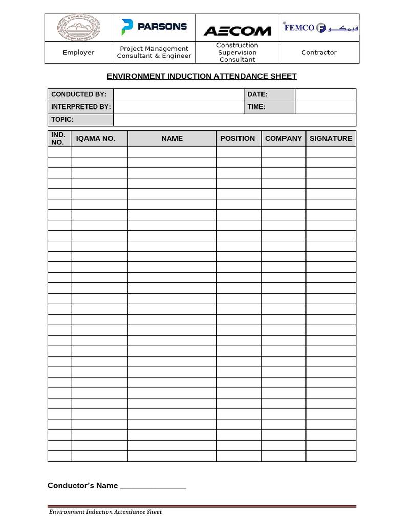 EnvironmentAttendance Sheet | PDF