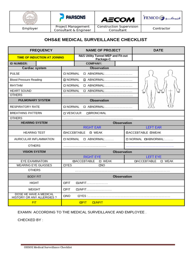 Medical Surveillance Checklist | PDF | Heart | Cardiovascular System