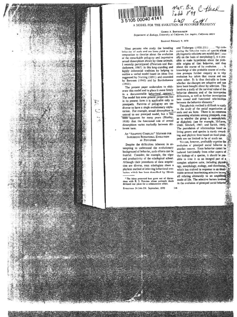 1970 Bartholomew Pinniped Polygyny | PDF