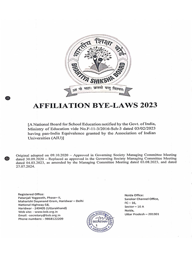 Affiliation Bye Laws | PDF