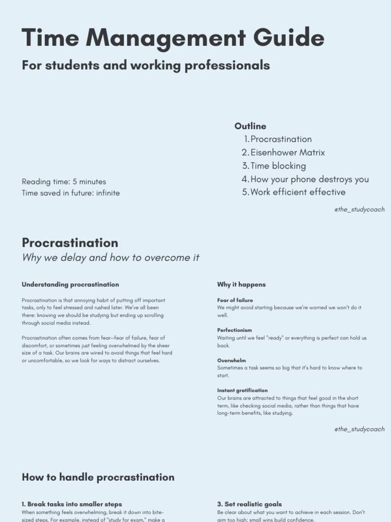 Time Management Guide @The_studycoach | PDF