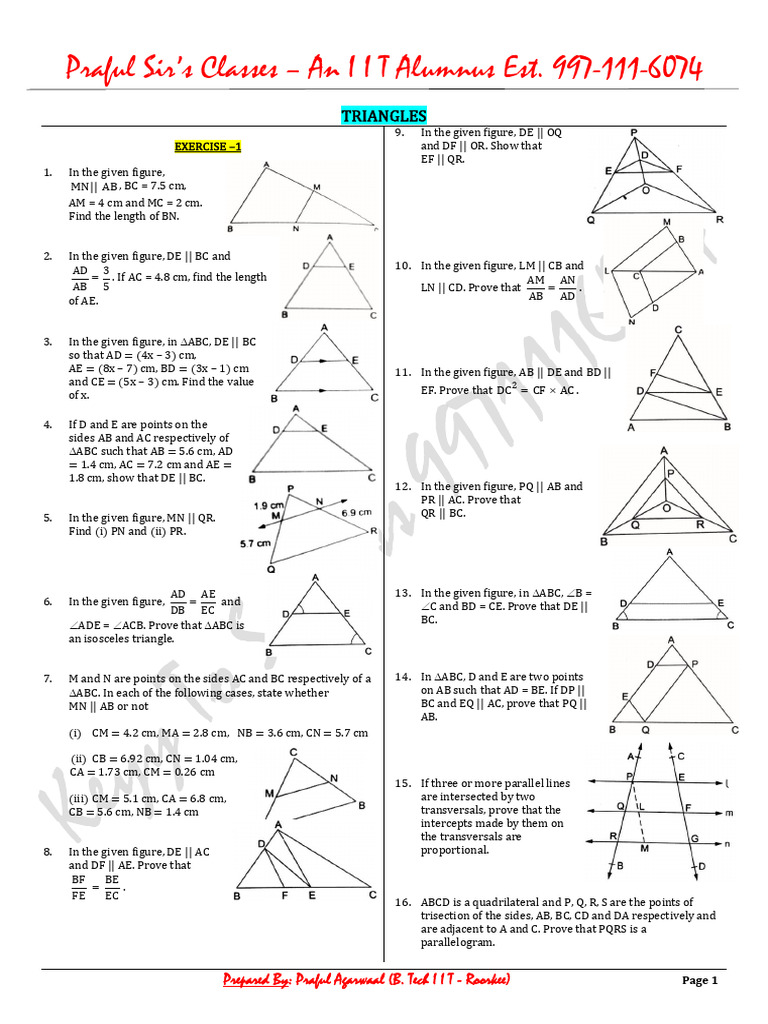 Triangle Properties and Proofs Exercises | PDF | Euclidean Geometry ...
