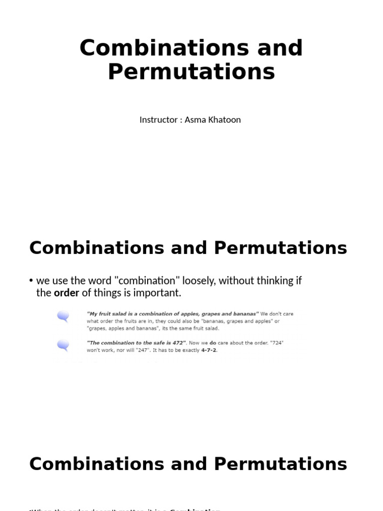 Combinations and Permutations | PDF | Permutation | Mathematics