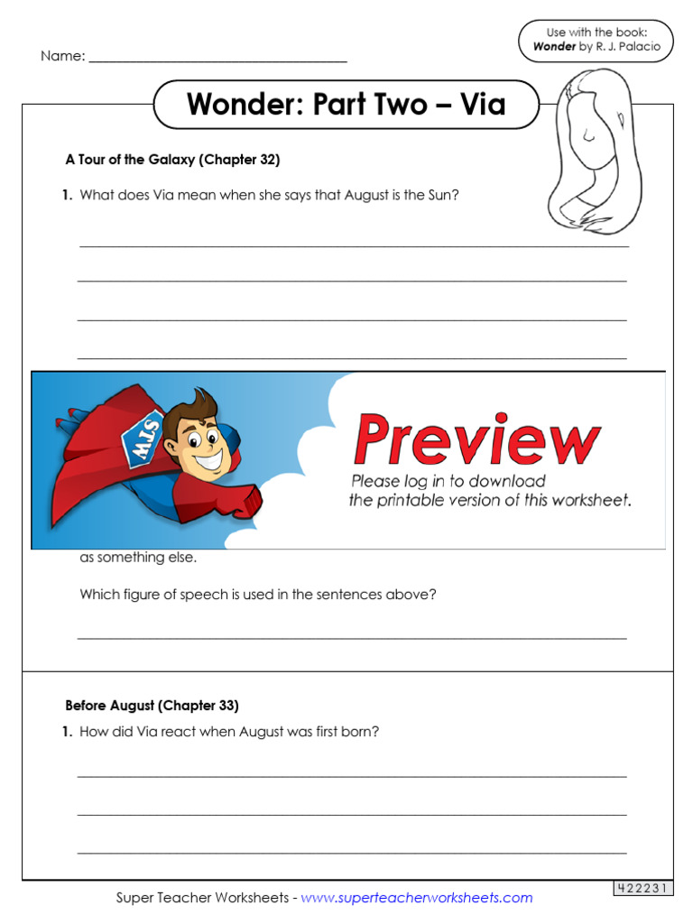 Wonder: Part Two Worksheets and Answers | PDF