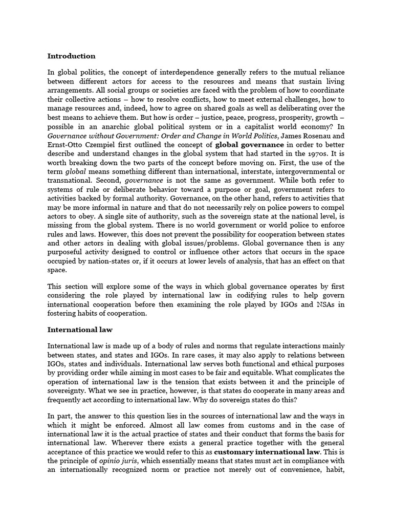 An Introduction To Interdependence (HL IB Global Politics) | PDF ...