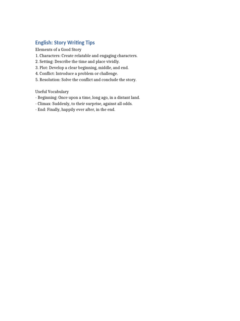 English Story Writing Tips | PDF