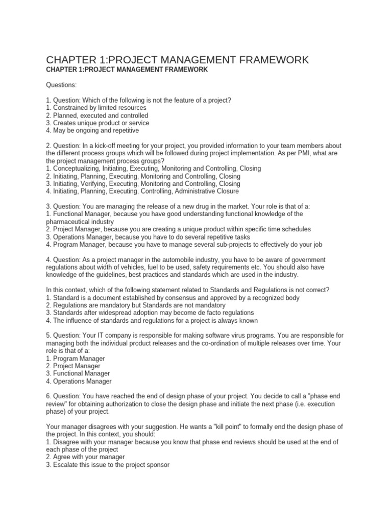 CHAPTER 1 PROJECT MANAGEMENT FRAMEWORK | PDF | Project Management ... CHAPTER 1 PROJECT MANAGEMENT FRAMEWORK | PDF | Project Management ...